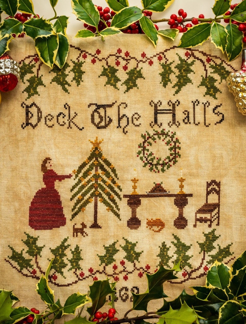 Christmas Cross Stitch Pattern - Deck the Halls, 1862 Pdf - Etsy
