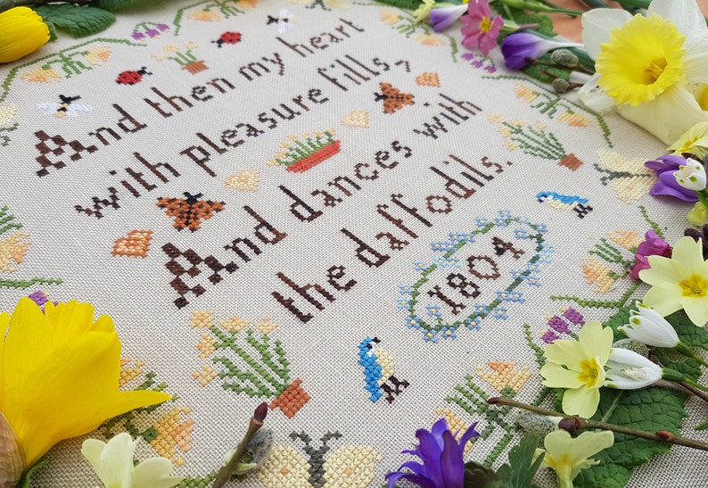 Spring Cross Stitch Pdf Pattern - Dancing With the Daffodils - Etsy