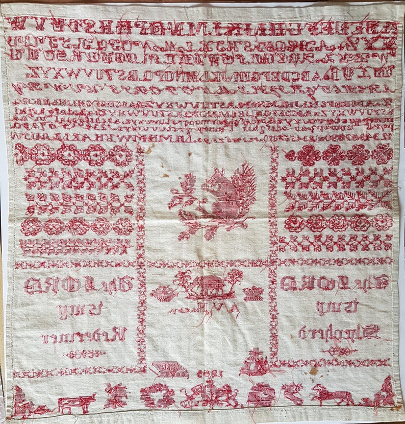 Bristol Orphanage Sampler, Ada Violet Haxby, 1885, Antique Reproduction ...