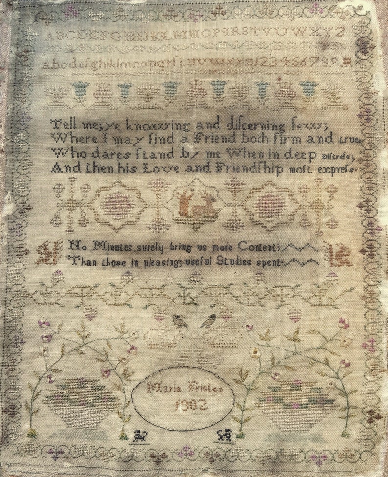 Maria Friston, 1802, a Norfolk Sampler. A Pdf Cross Stitch Reproduction ...