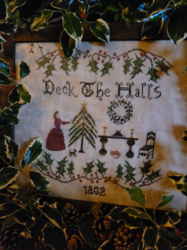 Christmas Cross Stitch Pattern - Deck the Halls, 1862 Pdf - Etsy