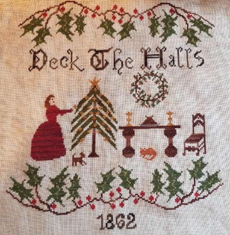 Christmas Cross Stitch Pattern - Deck the Halls, 1862 Pdf - Etsy