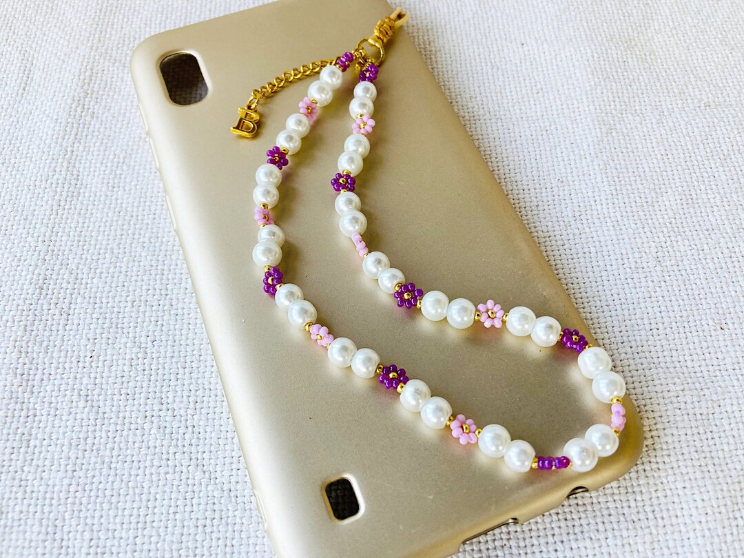 Phone Chain With Initial, Personalized Phone Strap, Daisy Chain ...