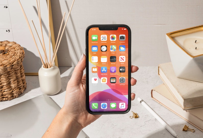 IPhone 12 Pro Max Photoshop PSD Mockup | Minimalist Boho iPhone Scene ...