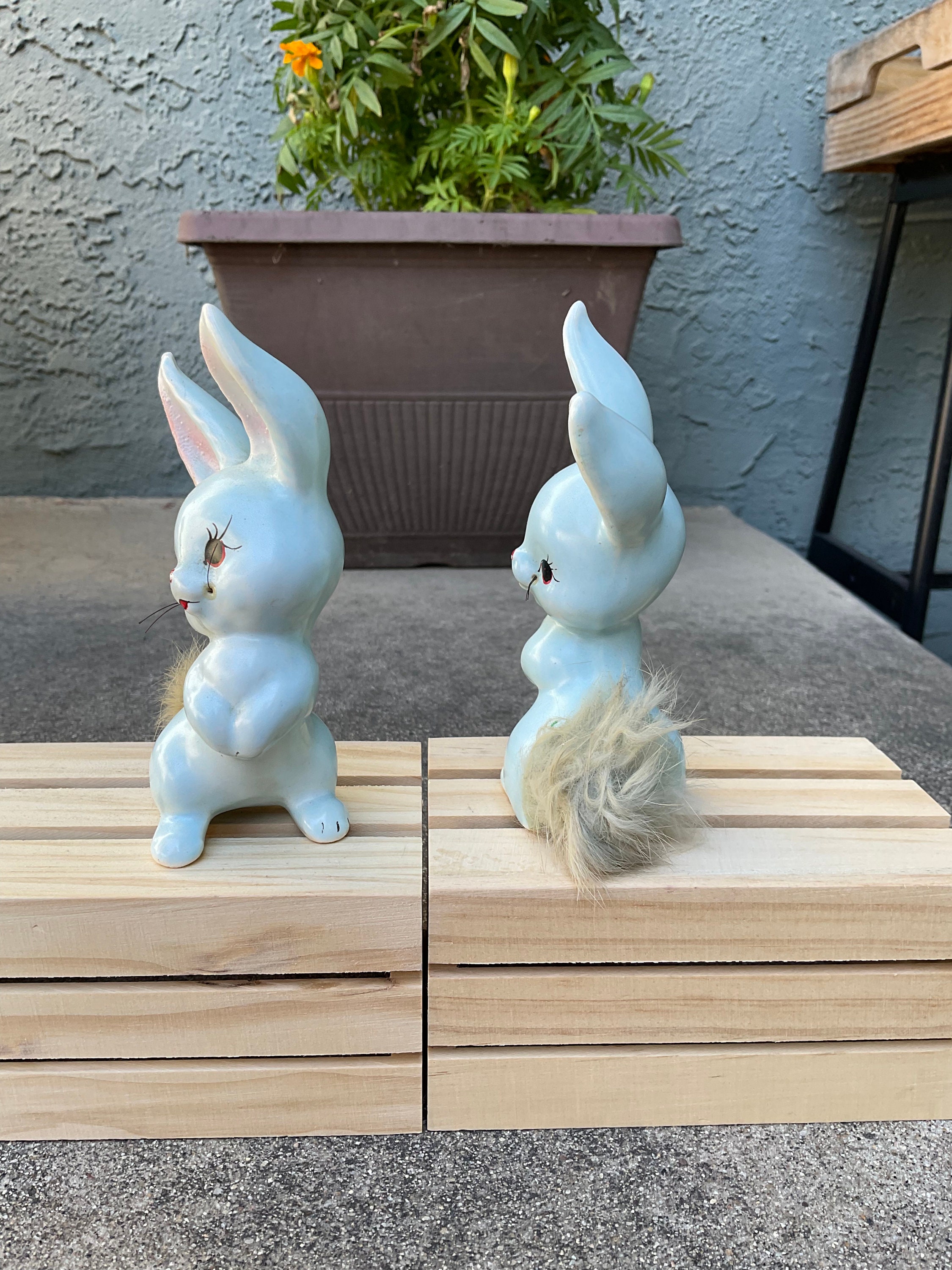 Vintage Napco Blue Bunny Figurines Pair - Etsy