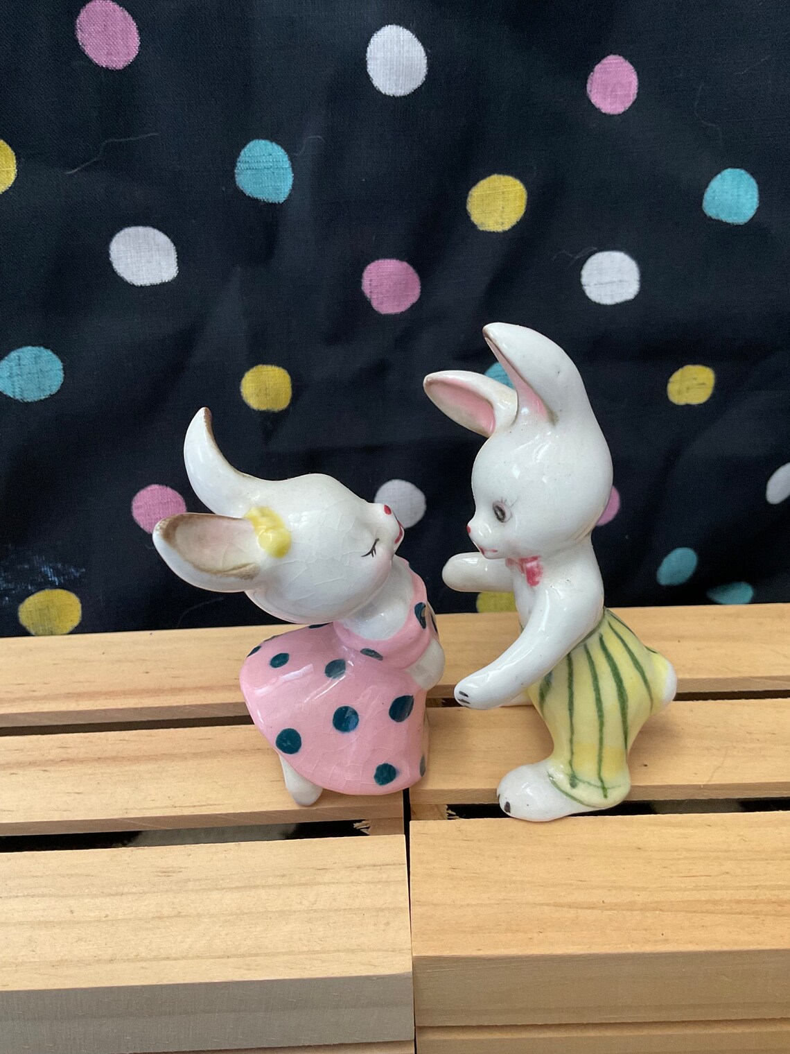 Vintage Dancing Bunny Couple Salt and Pepper Shakers - Etsy