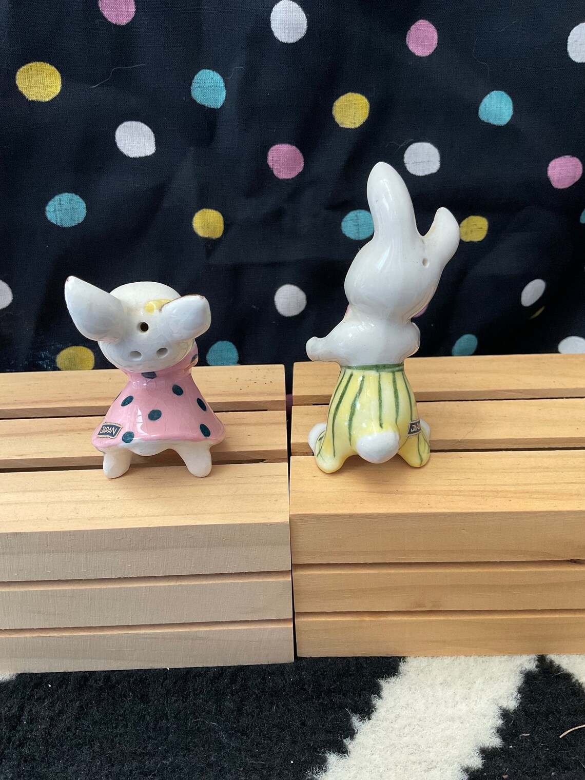 Vintage Dancing Bunny Couple Salt and Pepper Shakers - Etsy