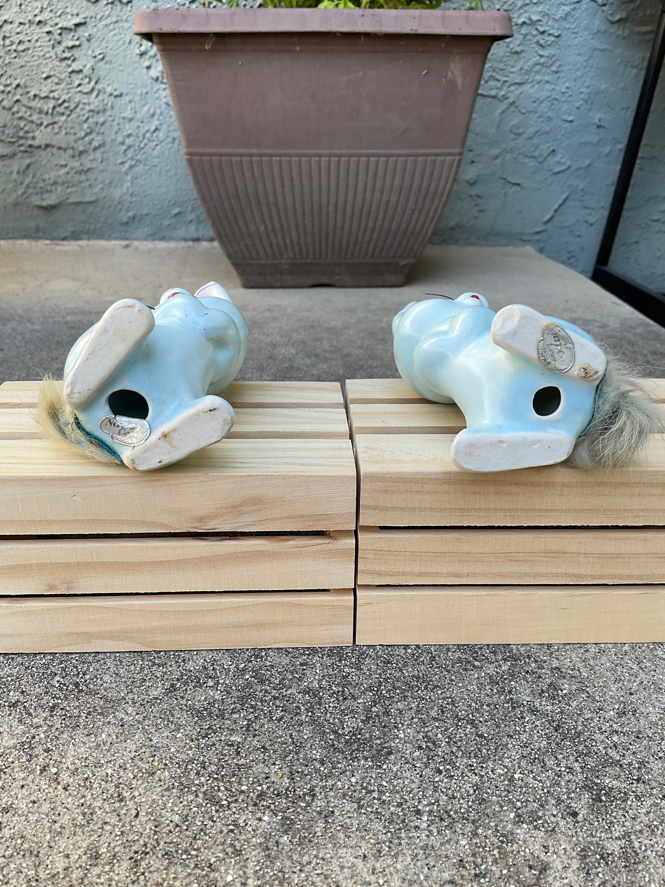 Vintage Napco Blue Bunny Figurines Pair - Etsy