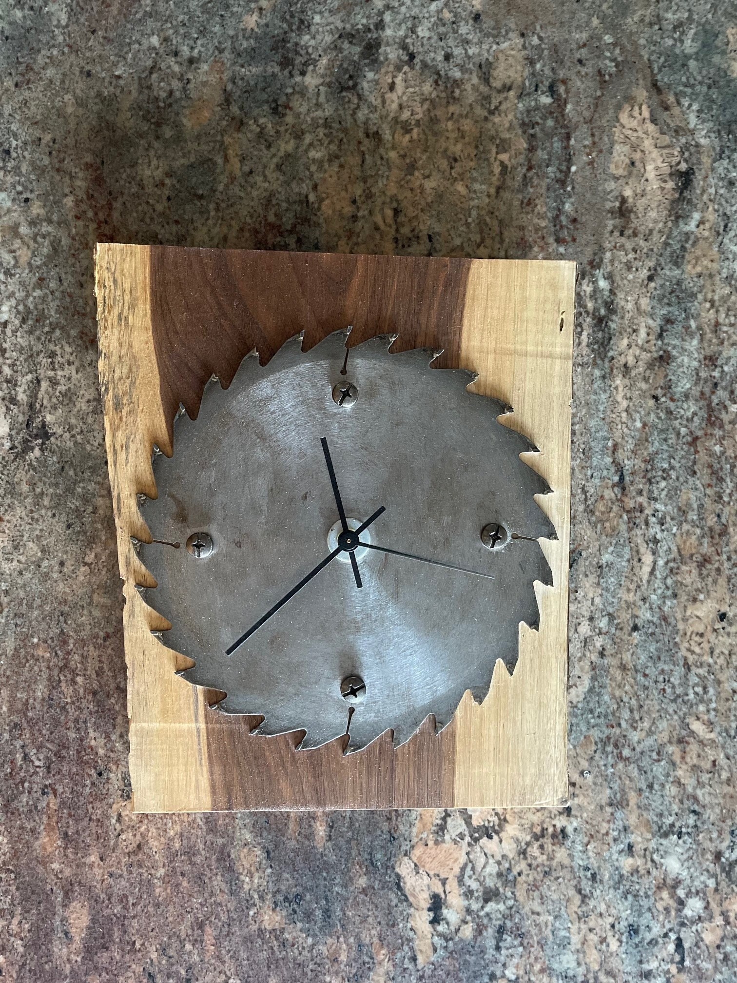 Handmade Natural Wood Slab With Saw Blade Clock - Etsy