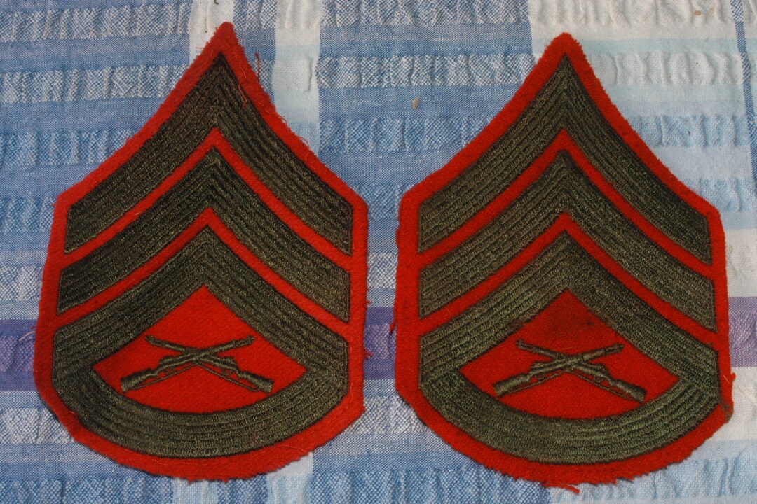 USMC Rank Badges Staff Sergeant Khaki on Red Pair - Etsy