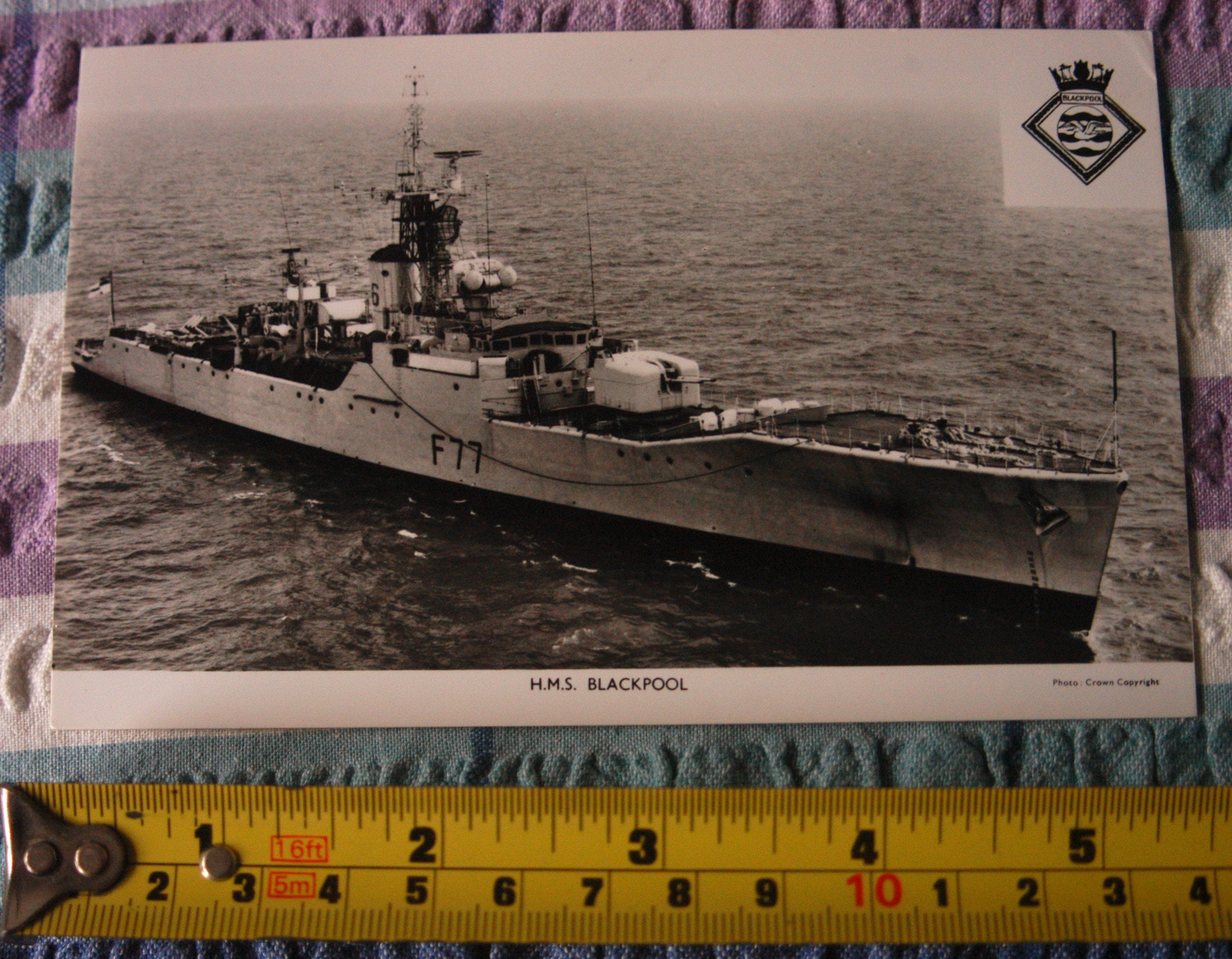 HMS Blackpool Black and White Real Photo Postcard Gale and Polden Ltd ...