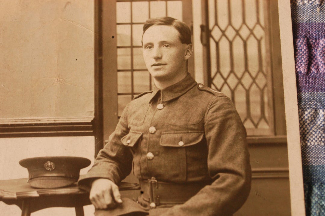 WW1 Real Photo Postcard 8th Isle of Wight Rifles Sitting Posed Soldier ...