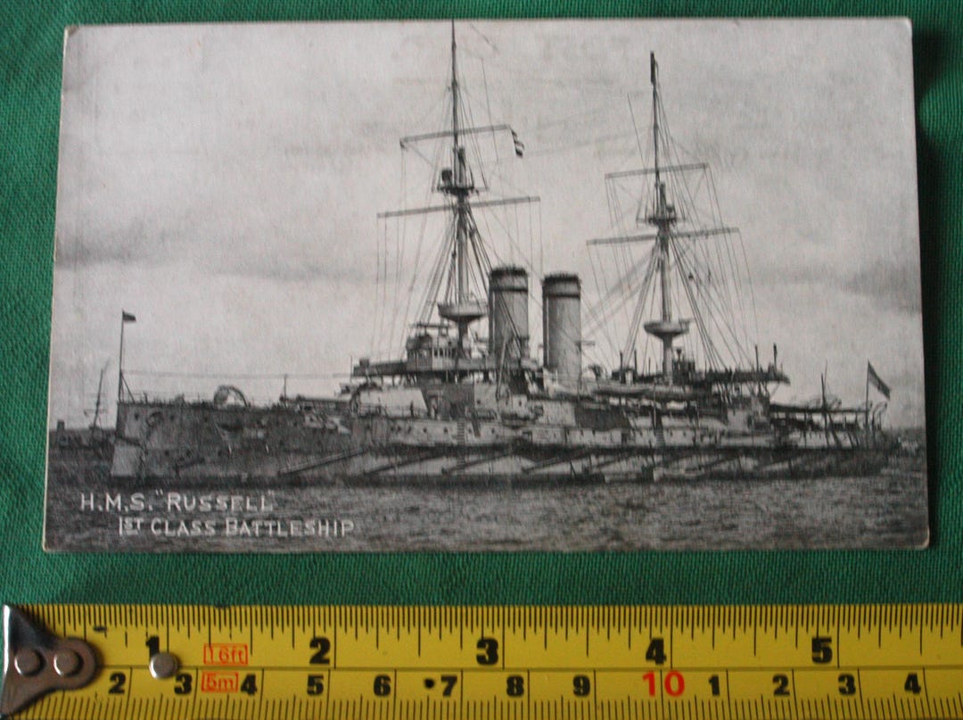 HMS Russell 1st Class Battleship T Abrahams Naval Photographer Portsea ...