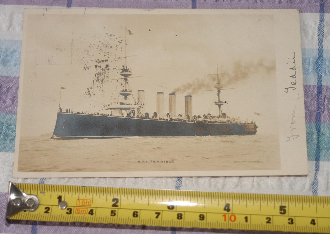 HMS Terrible X2 Used Postcards Real Photo 1902 and Colour Printed G D ...