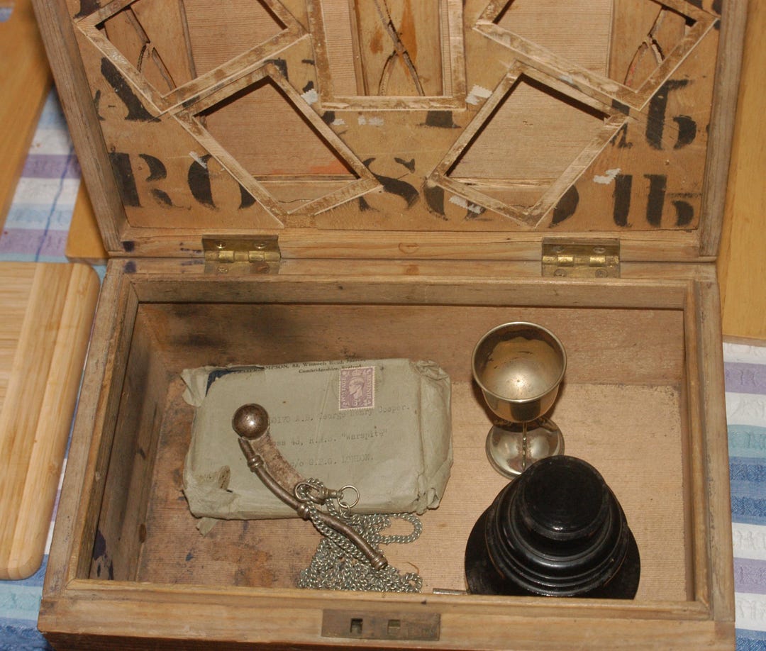 WW2 Ditty Box Named G H Cooper, Bible With Envelope HMS Warspite 1943 ...