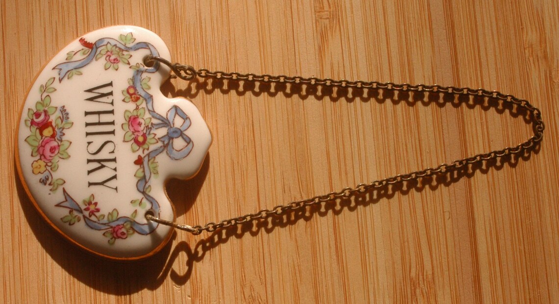 Crown Staffordshire Bone China Whisky Decanter Label With Chain - Etsy