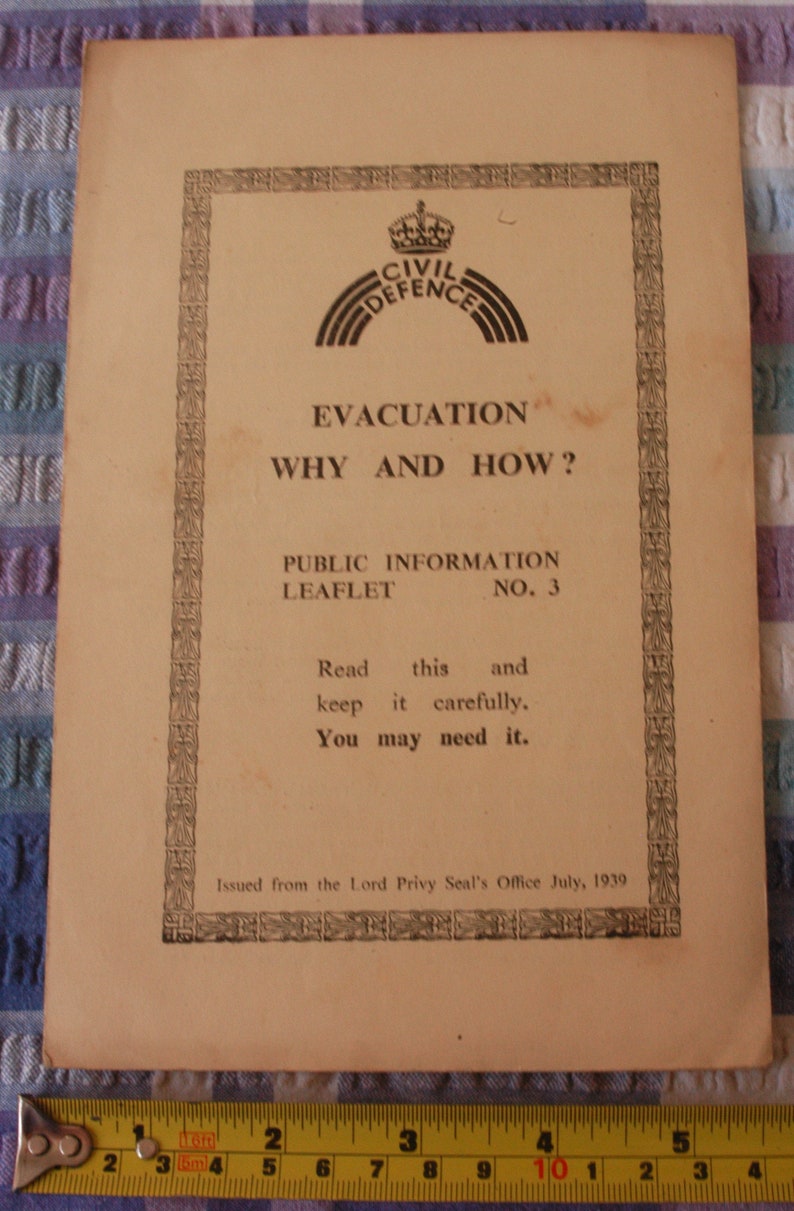 WW2 1939 Civil Defence Evacuation Why and How Leaflet No.3 - Etsy Australia