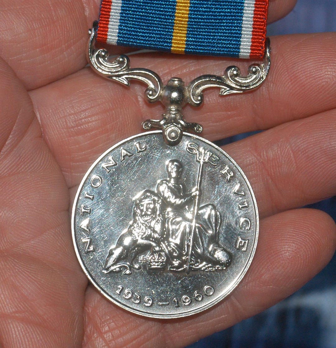 National Service Medal With Ribbon and Numbered Card - Etsy