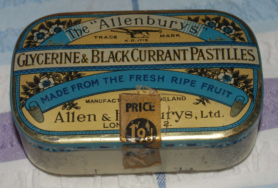 Vintage Tin Box the Allenburys Glycerine & Black Current Pastilles With ...