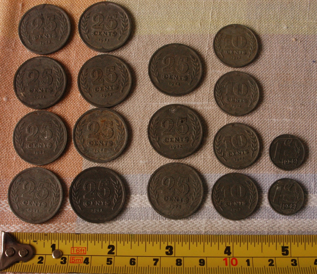 X17 WW2 Nederland Coins 1941 1942 1 Cent 10 Cent and 25 Cents - Etsy