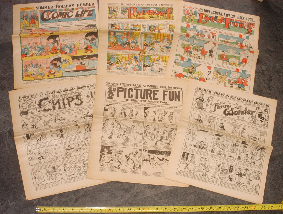 X6 WW1 Comics X3 in Colour X3 Black and White Charlie Chaplin Comic ...