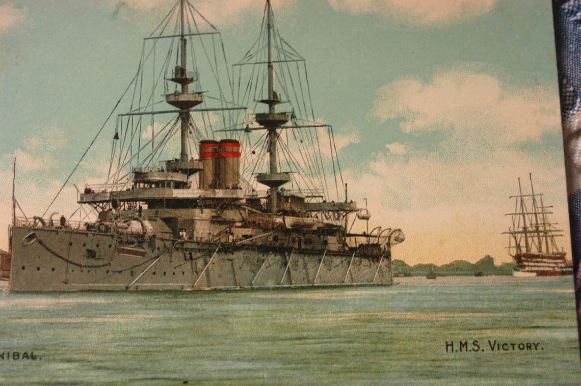 HMS Hannibal HMS Victory Coloured Unused Postcard Ruddock Ltd Newcastle ...