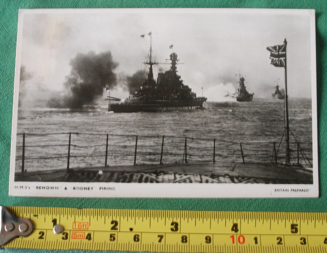 HMS Renown and Rodney Firing Real Photo Britain Prepared Series Unused ...