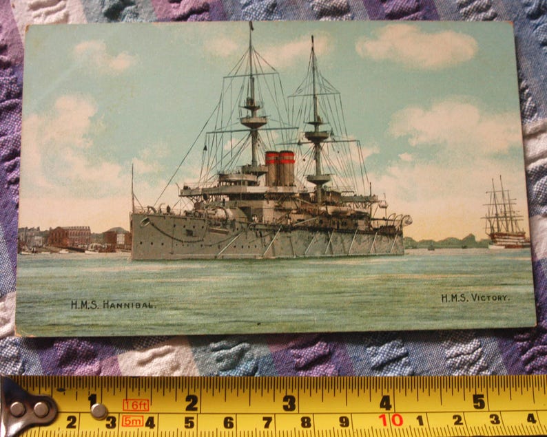 HMS Hannibal HMS Victory Coloured Unused Postcard Ruddock Ltd Newcastle ...
