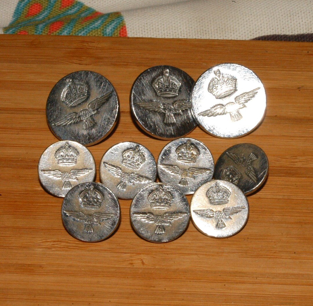 WW2 RAF Chrome Blazer Buttons King's Crown 2 Sizes X10 in Total - Etsy
