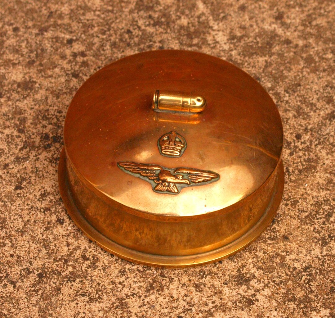 WW2 RAF Trench Art Lidded Pot, 1940 Flak18 8,8 Cm King's Crown Over RAF ...