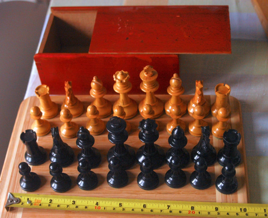 Vintage Boxed Wooden Chess Set Very Tactile Set No Board - Etsy