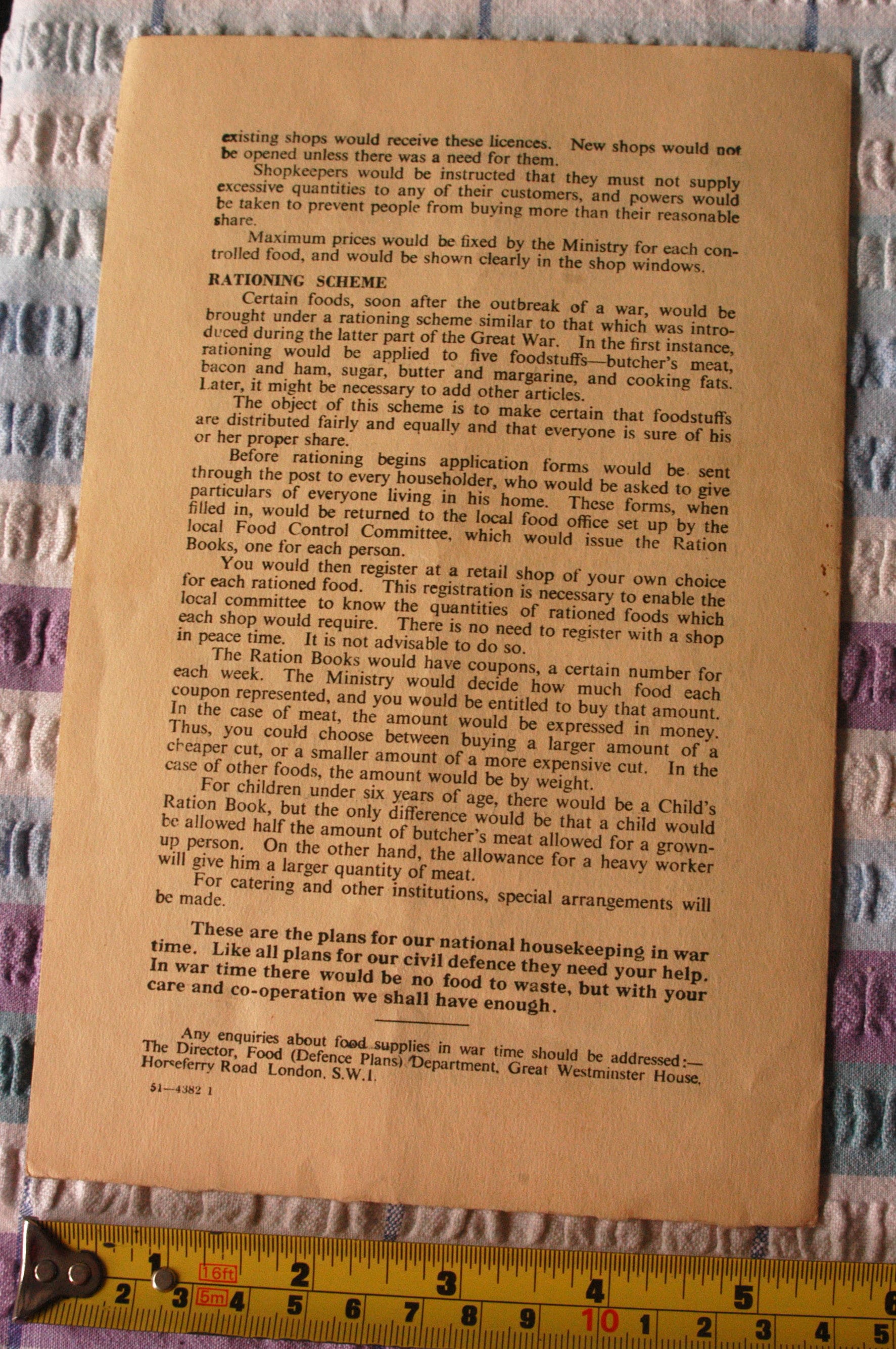 WW2 Civil Defence Your Food in War-time Public Information Leaflet No4 ...