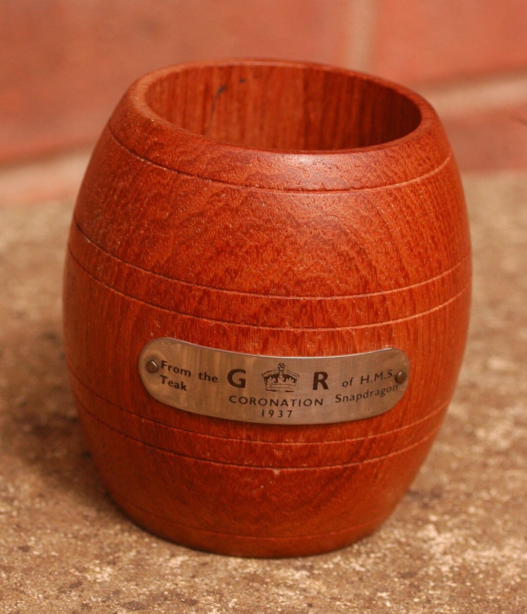 Teak Barrel Made From HMS Snapdragon GR Coronation 1937 Large Barrel ...