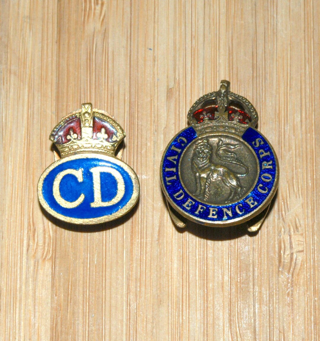 WW2 X2 Civil Defence Corps Lapel Badges Fattorini & Sons, and Reg No ...