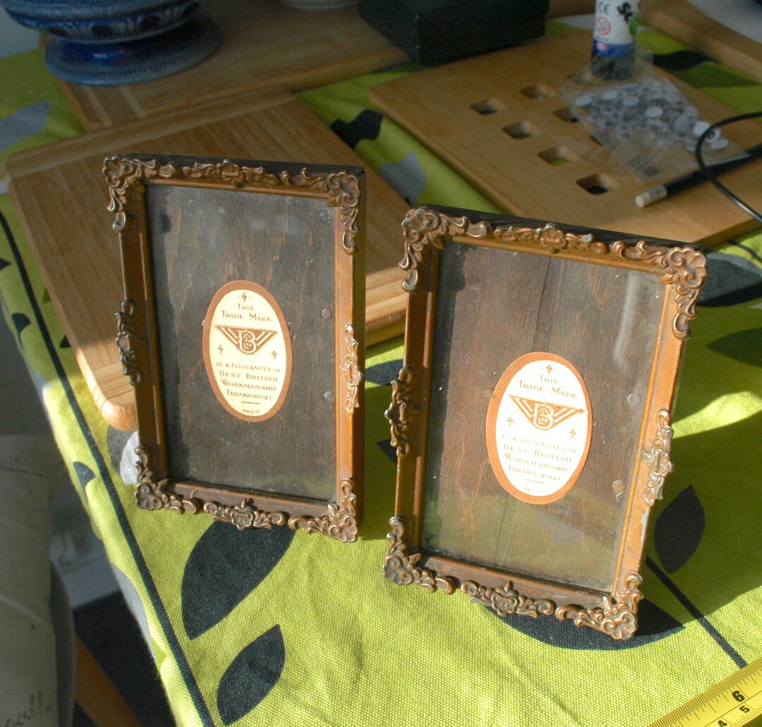 Vintage Pair Photo Frames by ARCO WB Ltd Gold Coated Metal With Fancy ...