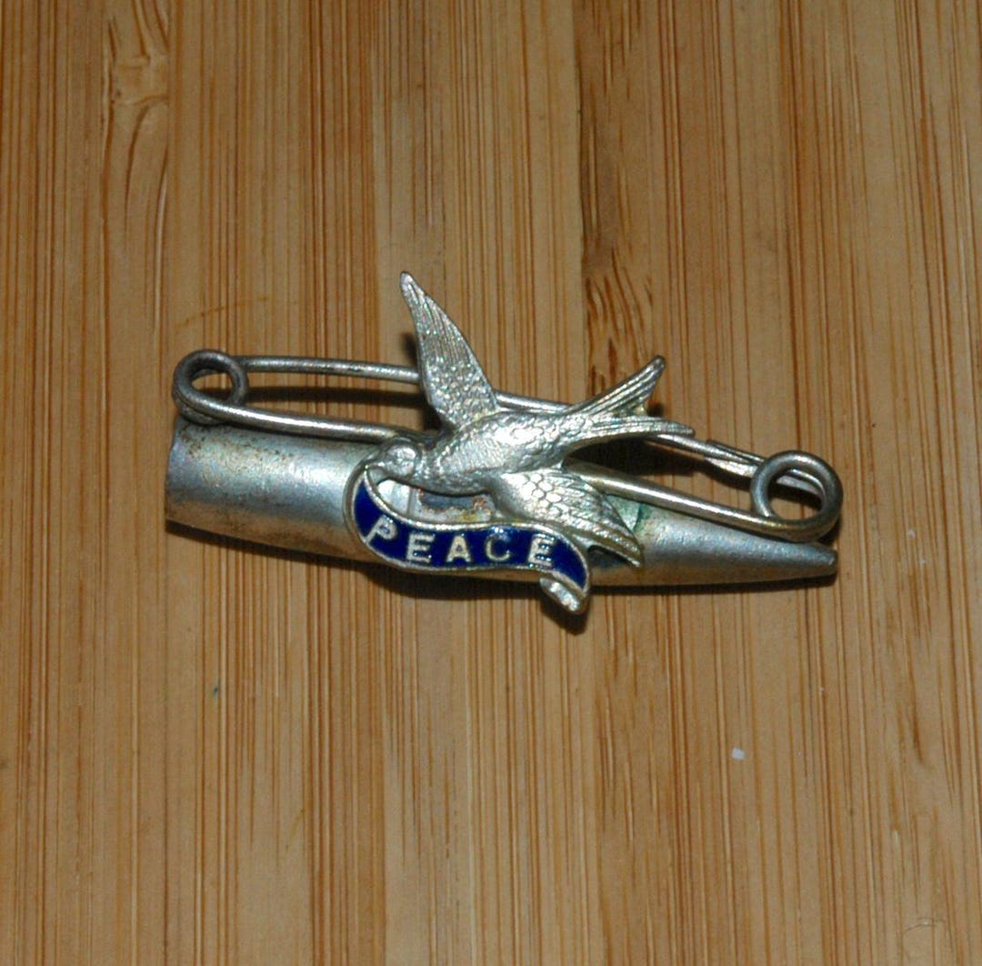 WW1 Bullet Head Sweetheart Brooch Dove With Banner Peace Blue Enamel on ...