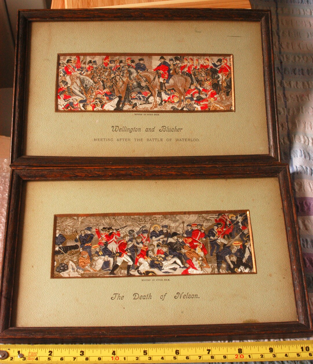 Stevengraph Silk Pictures X2. Death of Nelson & Wellington an Blucher ...