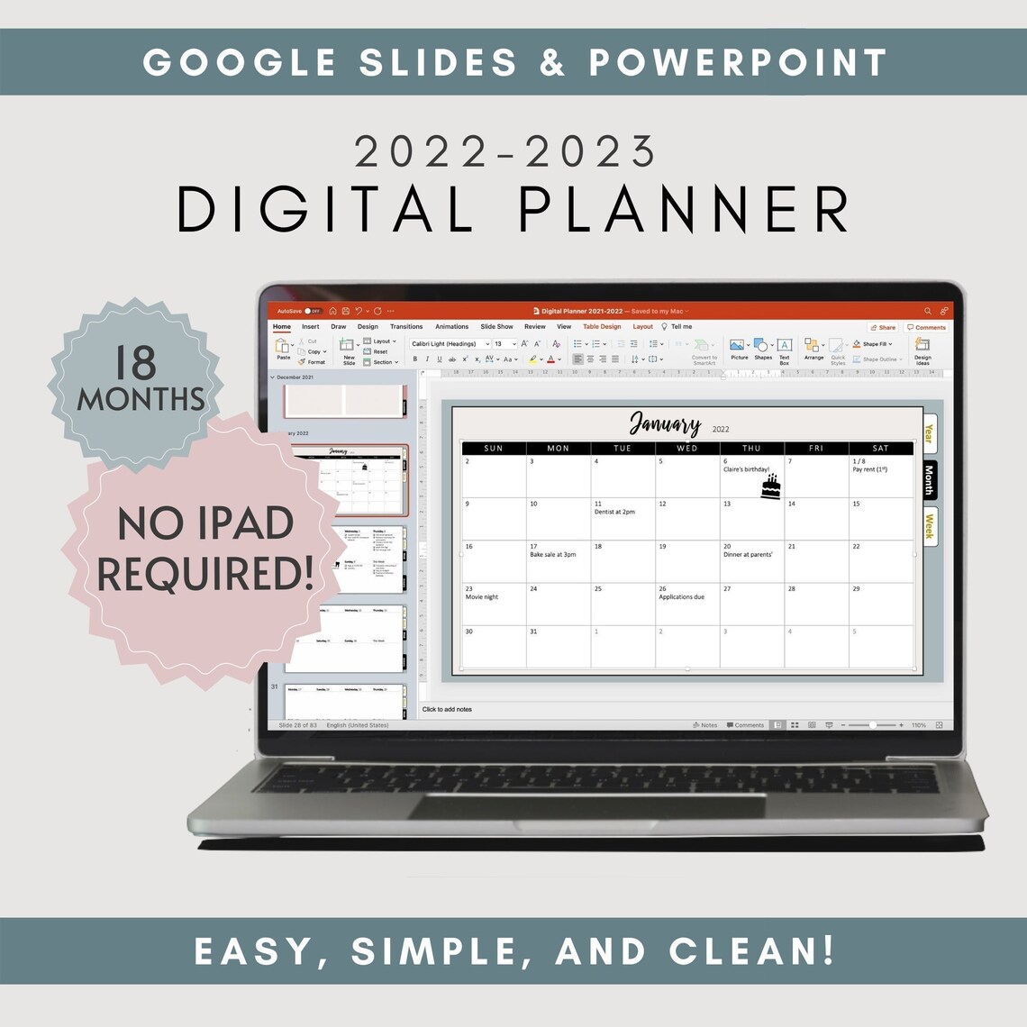 2022-2023 Digital Planner Google Slides Planner Powerpoint | Etsy