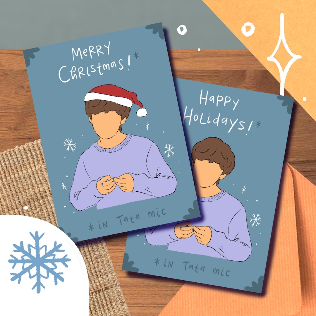 BTS V tata Mic Holiday Card/print, Christmas Hanukkah Kwanzaa Meme Gift ...