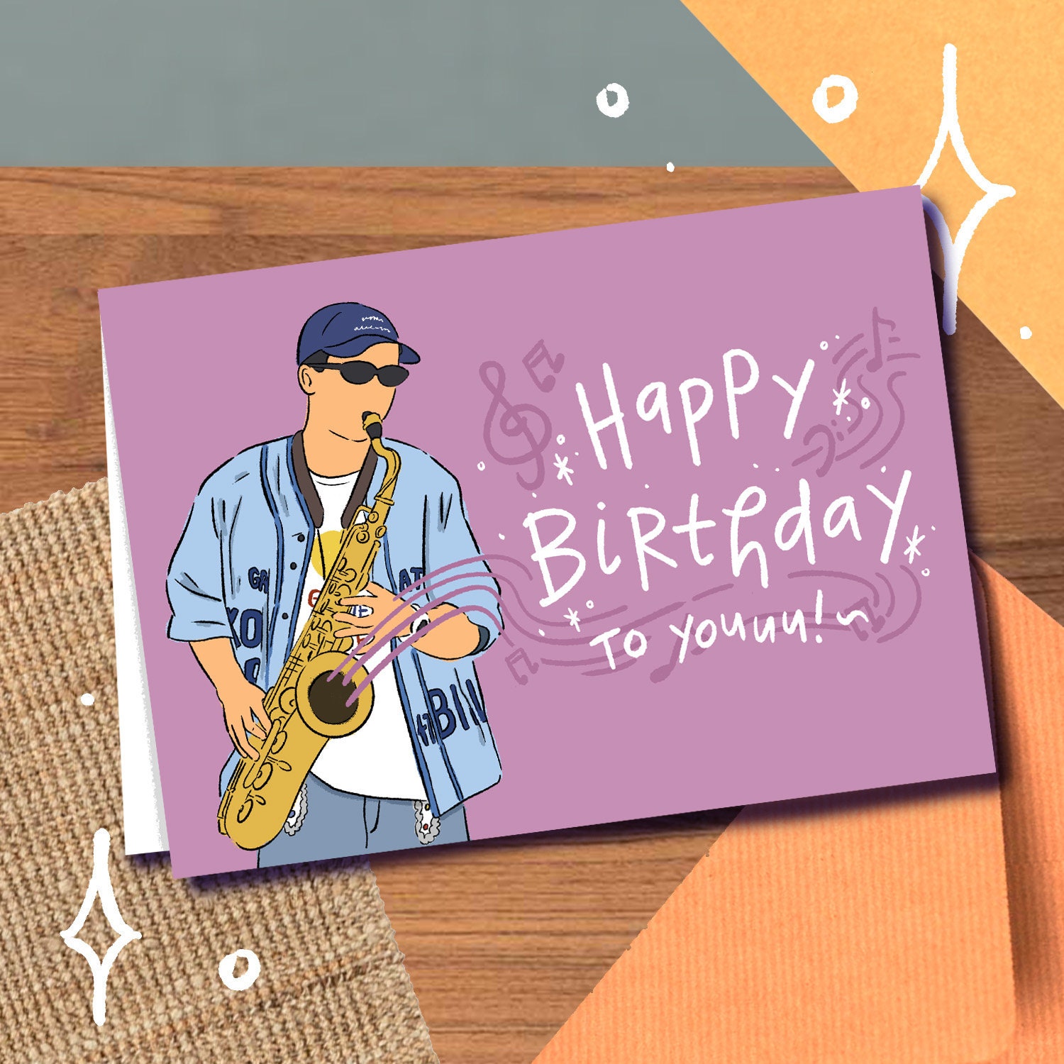 RM Saxophone Card/print, Birthday Grad Congrats Friendship Love Namjoon ...