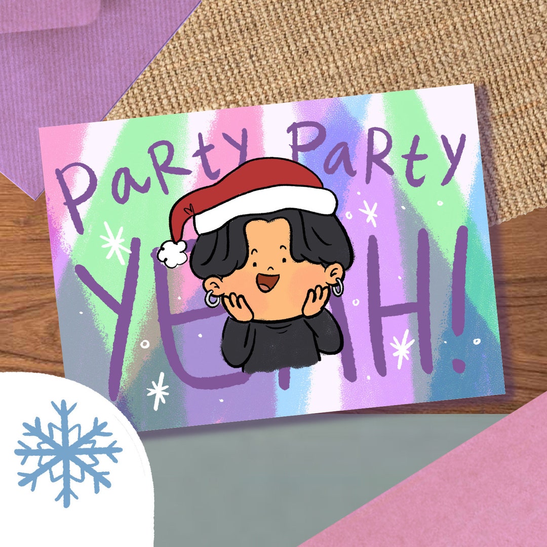 BTS Jungkook Party Party Yeah Holiday Card/print Christmas - Etsy