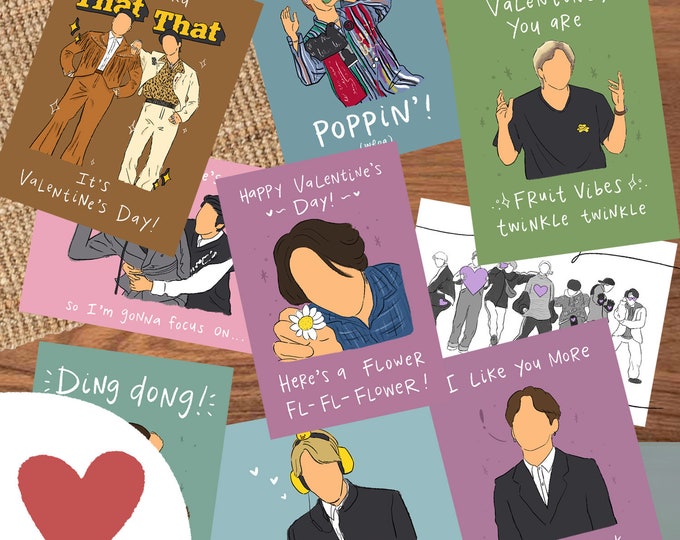 BTS Valentine Card, BTS, Jungkook, Jimin, V, Suga, Jin, RM, J-hope ...