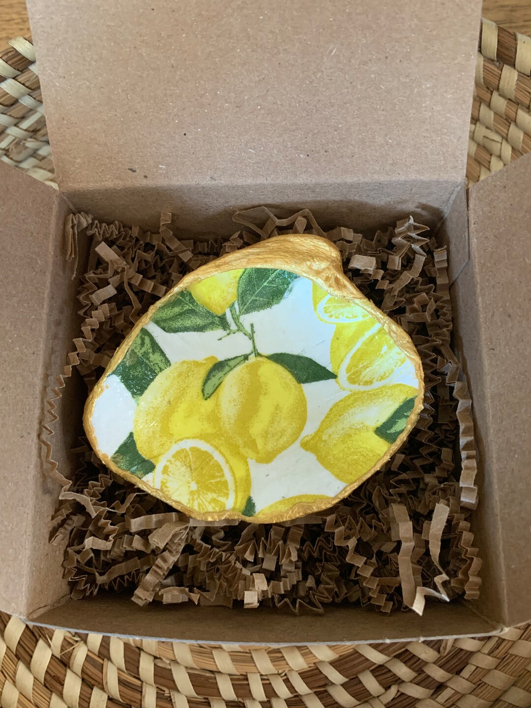 Lemon Jewelry Holder, Clam Shell, Hand-painted, Ring Holder, Mother's ...