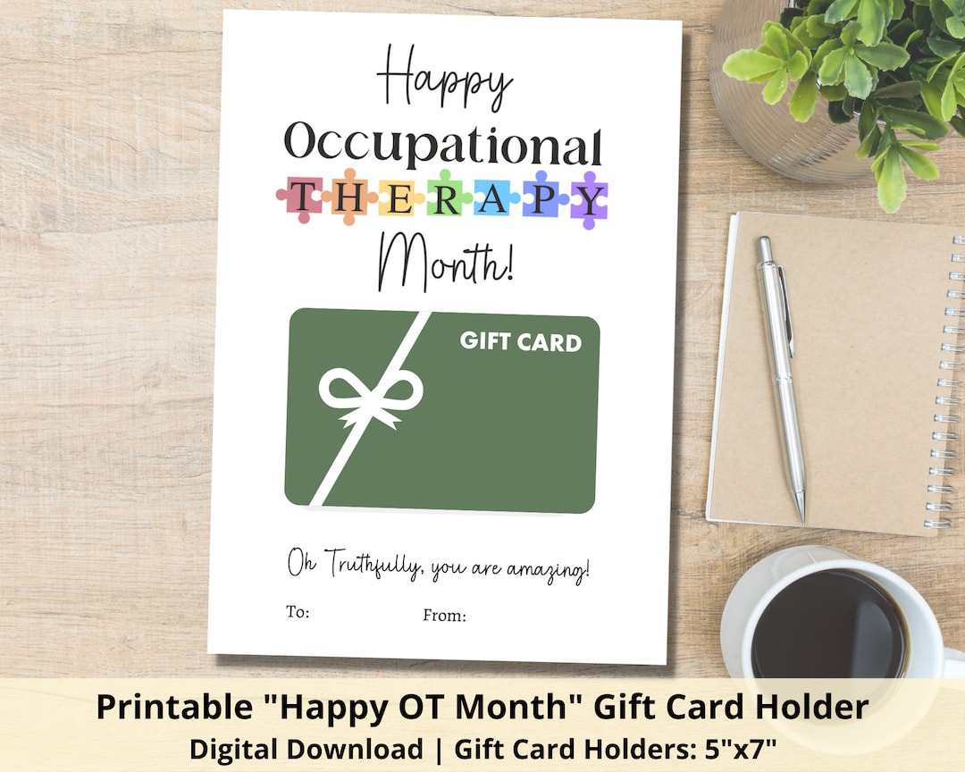 Happy Occupational Therapy Month Gift Card Holder | Printable OT Month ...