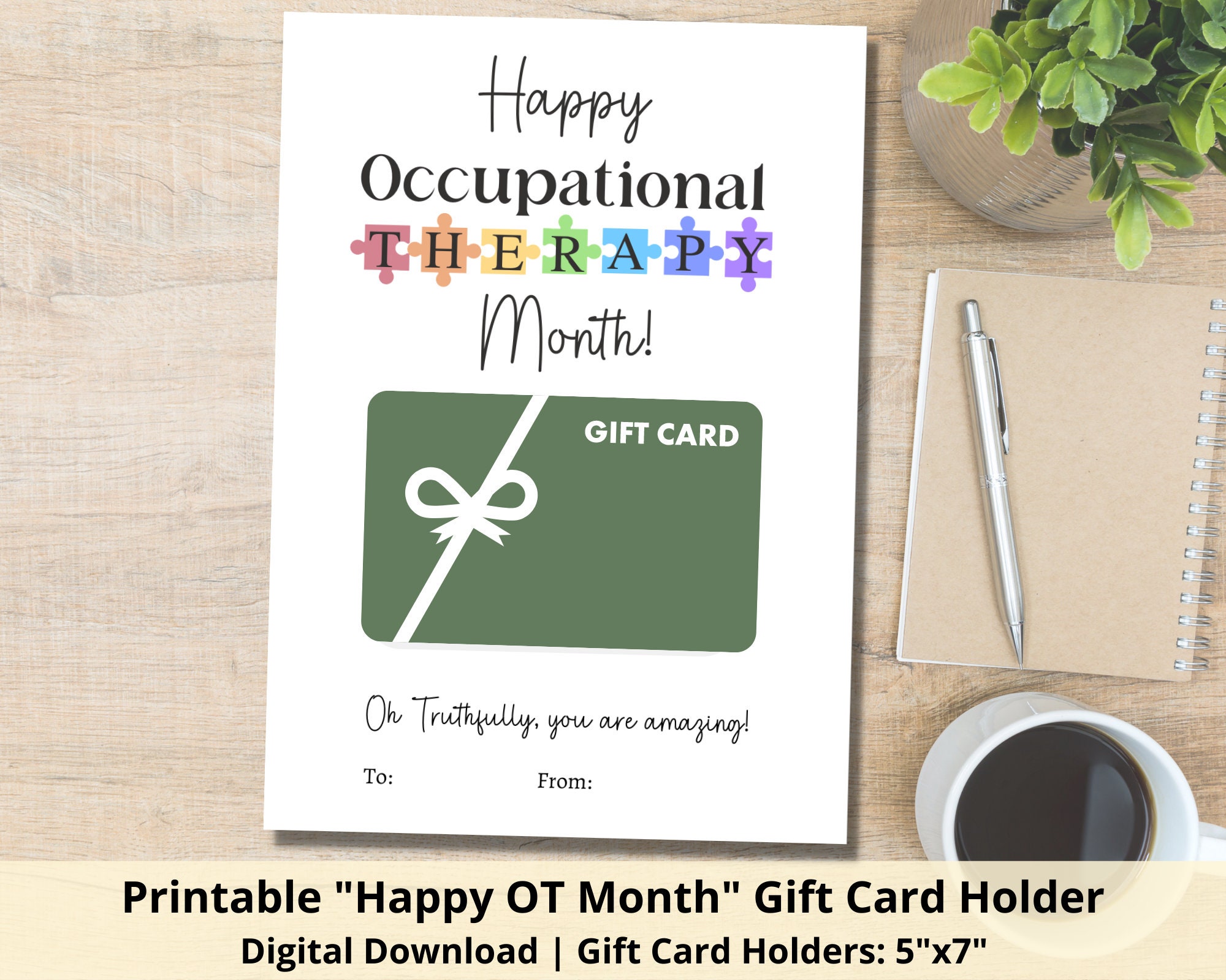 Happy Occupational Therapy Month Gift Card Holder | Printable OT Month ...