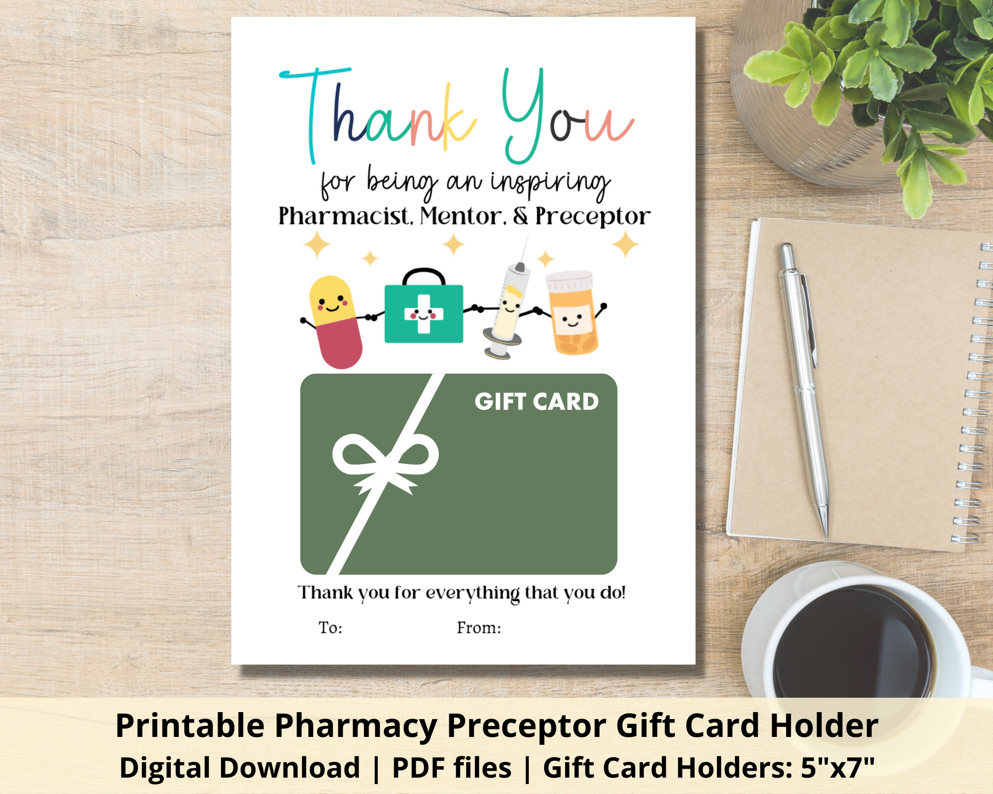 Printable Pharmacy Preceptor Gift Card Holder | Pharmacist Preceptor ...