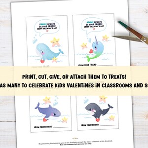 Printable Kids Whale Valentines Cards | Whale Gift Tags | Ocean Themed ...