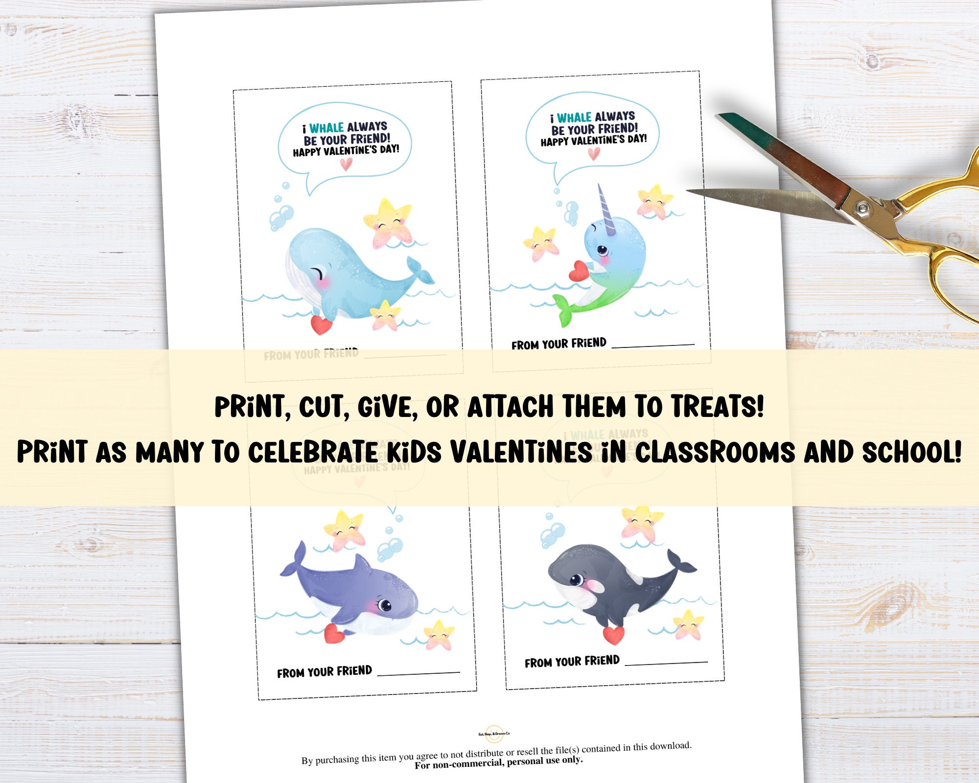 Printable Kids Whale Valentines Cards | Whale Gift Tags | Ocean Themed ...