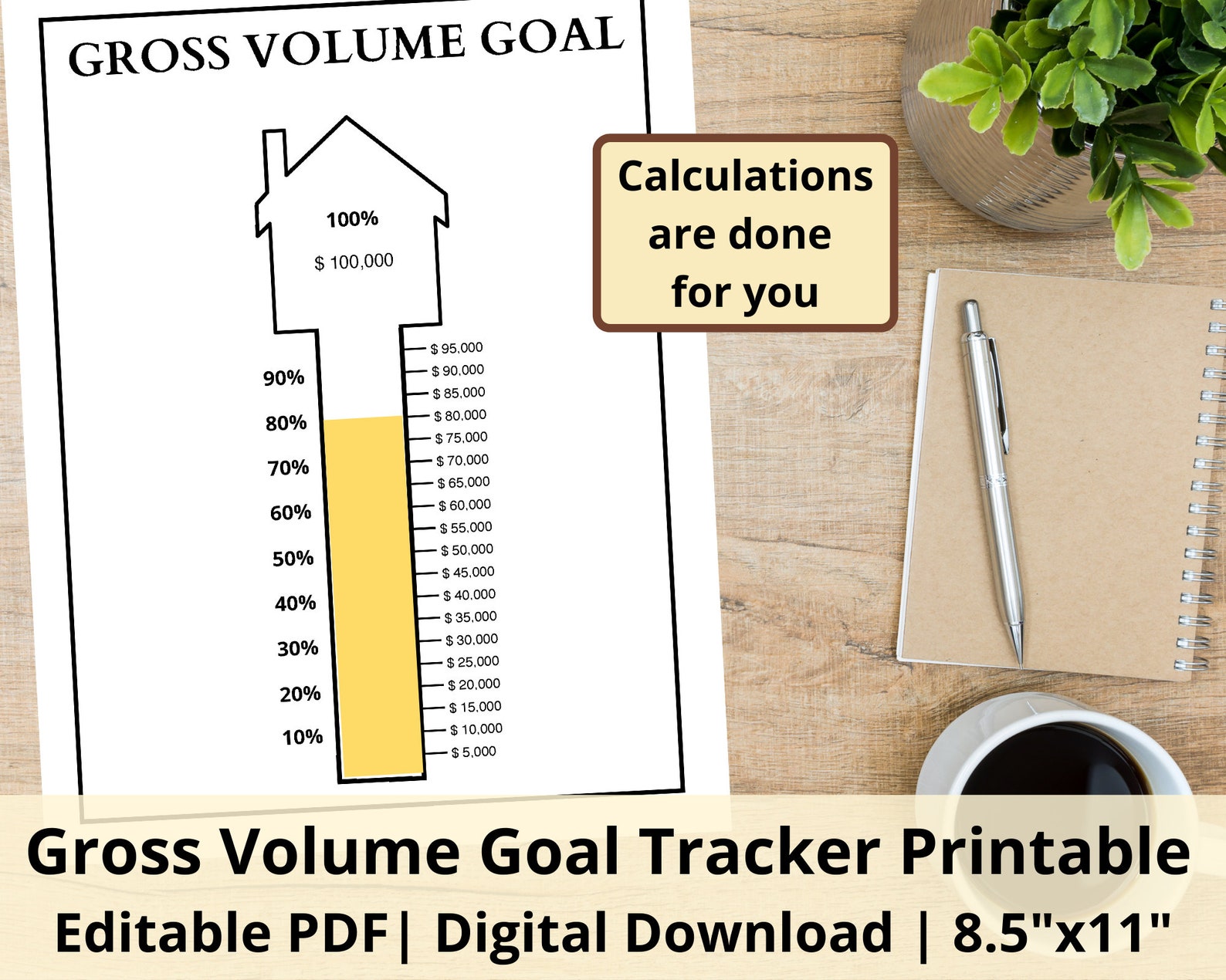 Gross Volume Goal Tracker Printable | Sales Volume Goal Tracker | Gross ...