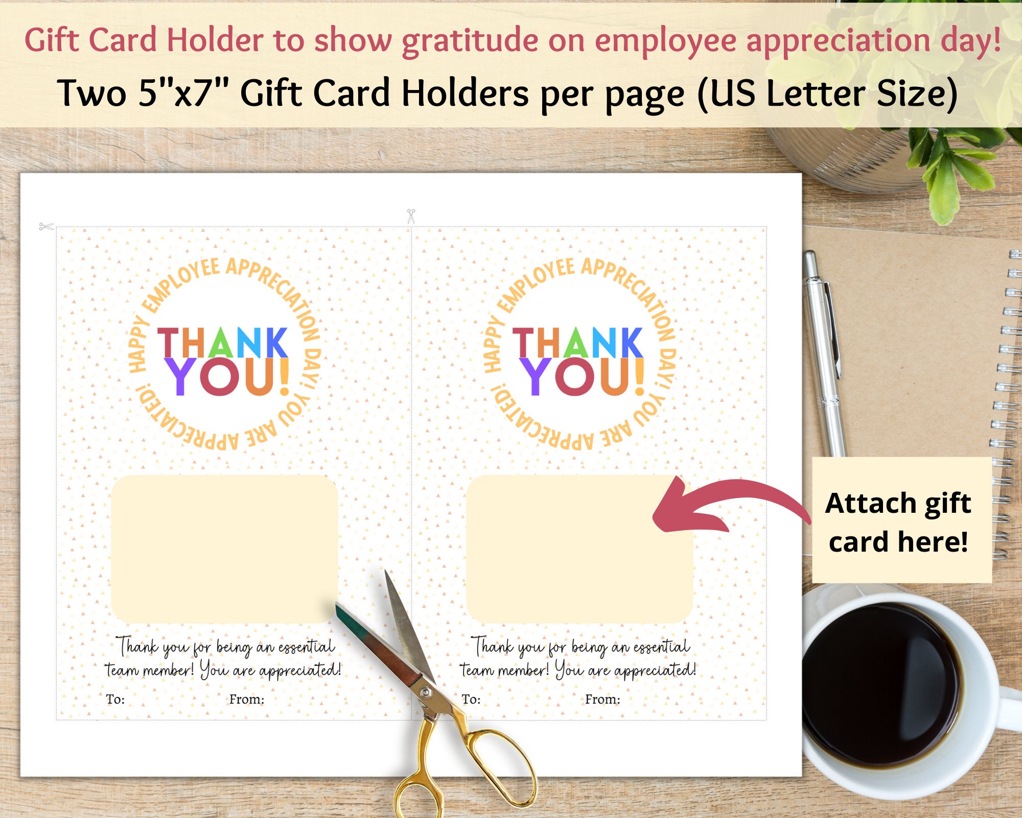Employee Appreciation Day Gift Card Holder | Printable Staff ...